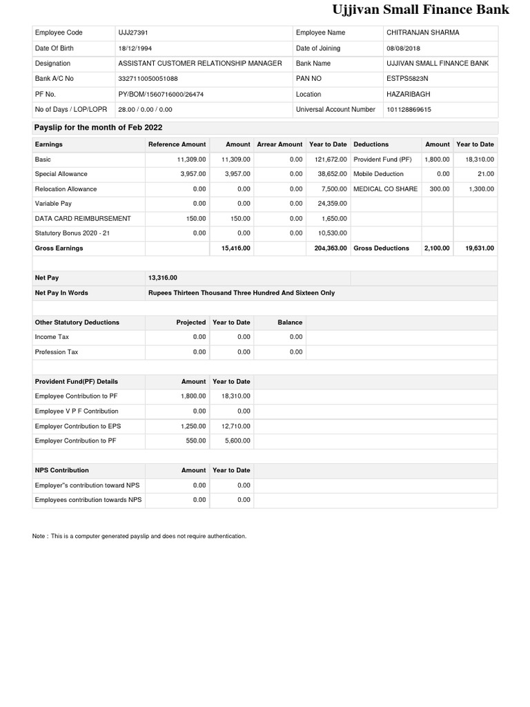 Payslip 2 2022 | PDF | Paycheck | Personal Finance