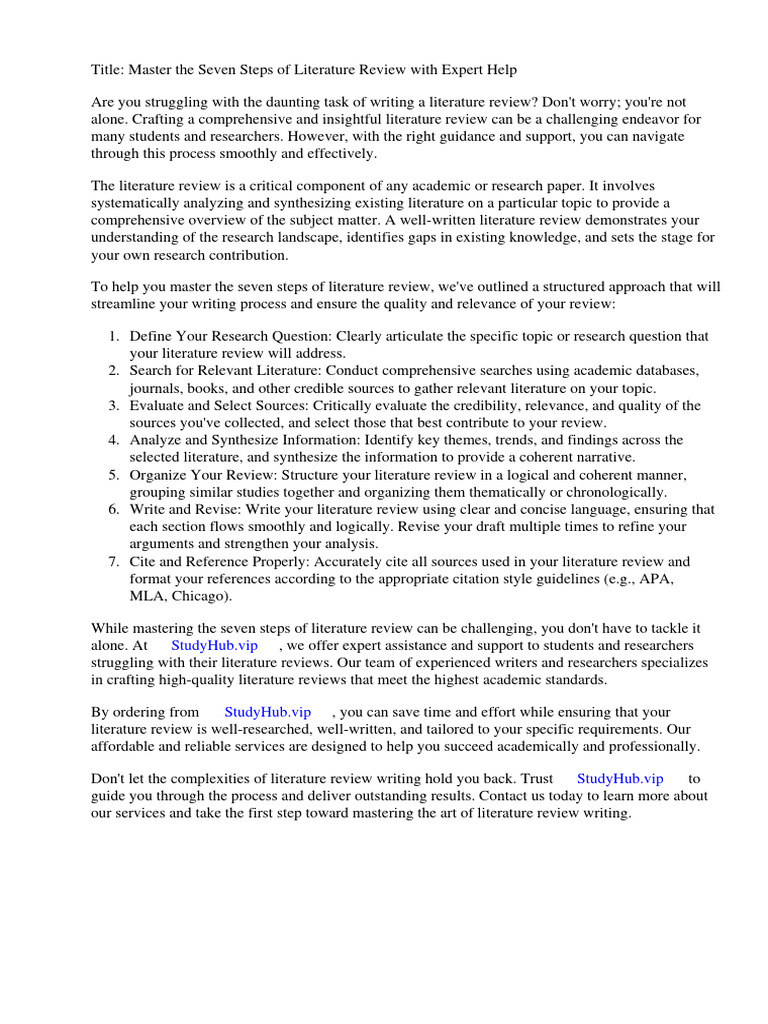 Seven Steps of Literature Review | PDF | Literature Review | Thesis