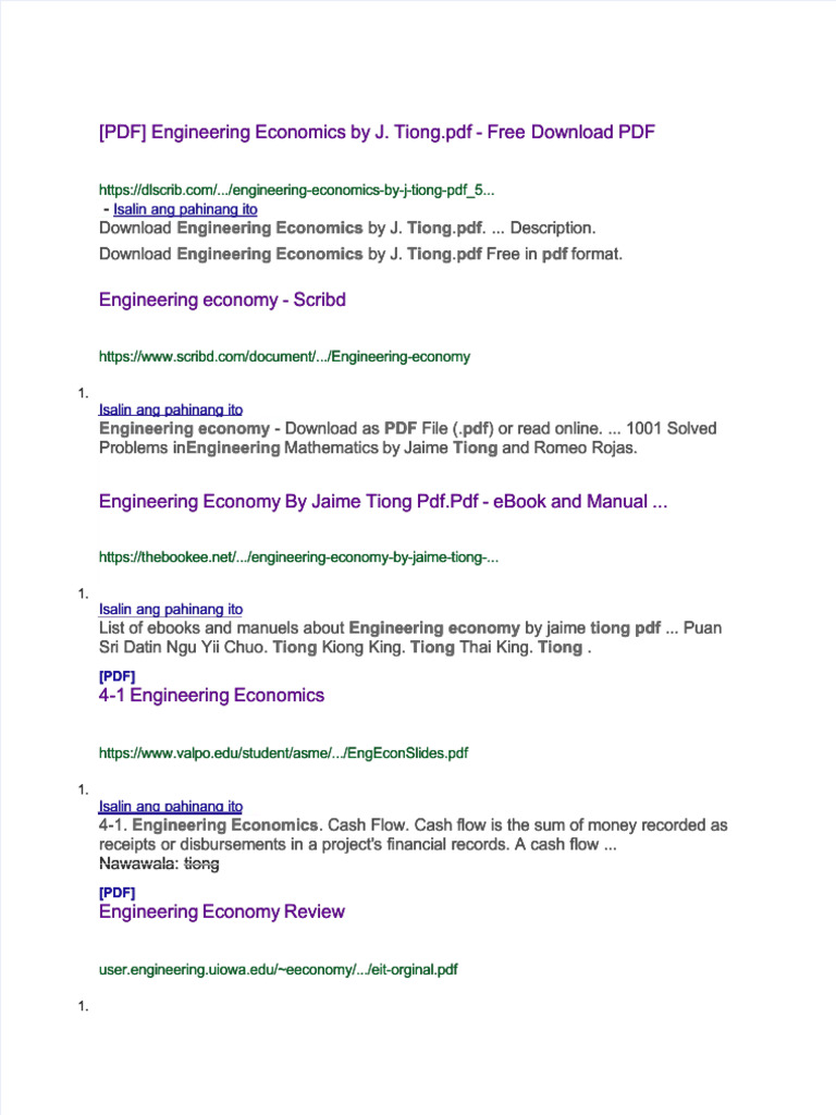 Engineering Economics by Jaime Tiong PDF | PDF | Computers