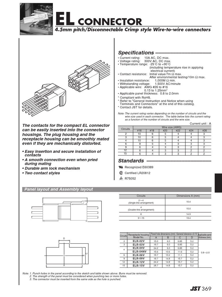 ELR 02V JST Datasheet 62343639 | PDF | Electrical Connector | Electrical Components