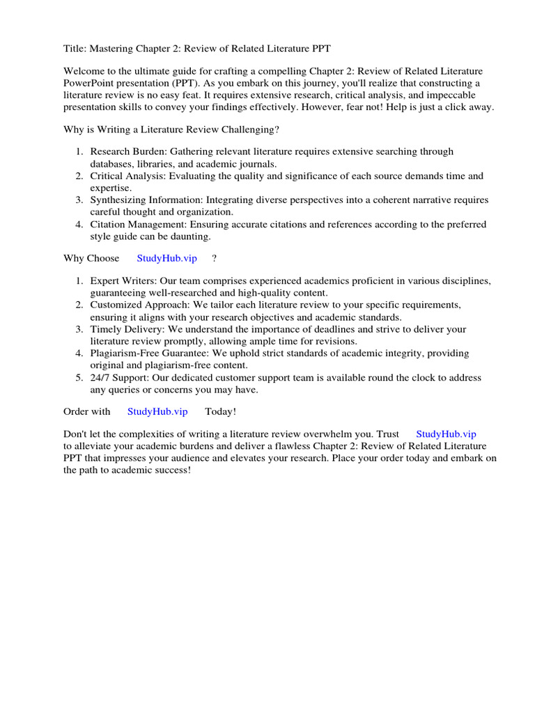 Chapter 2 Review of Related Literature | PDF | Thesis | Literature Review
