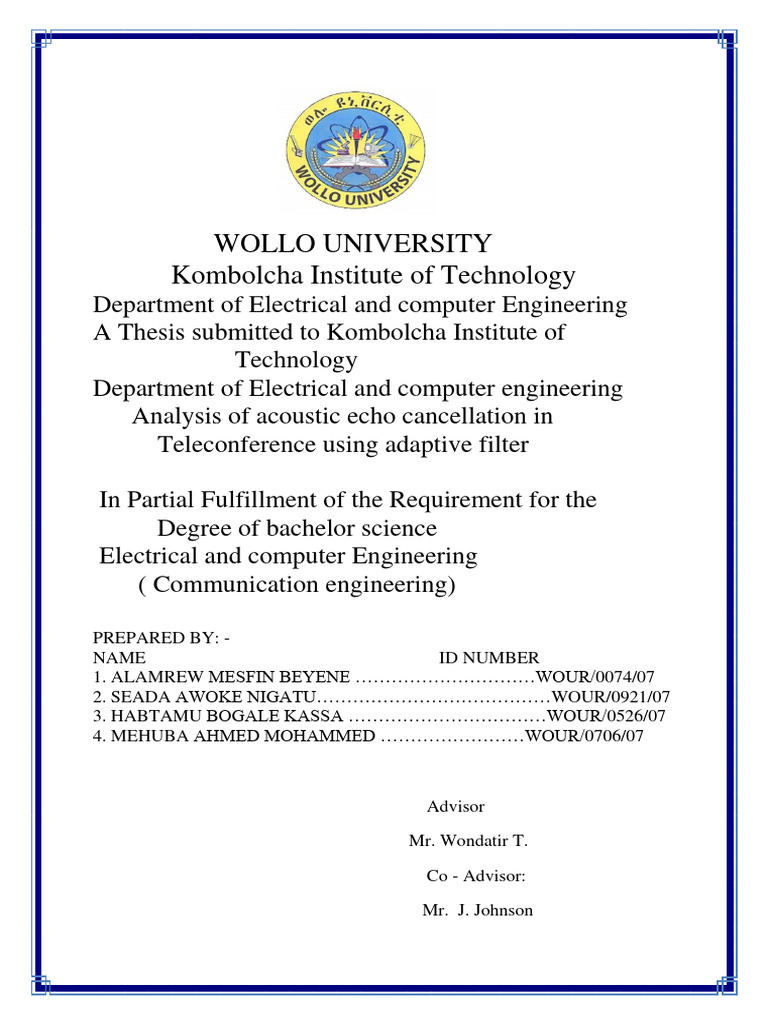 Wollo University Kombolcha Institute of Technology | PDF | Filter ...