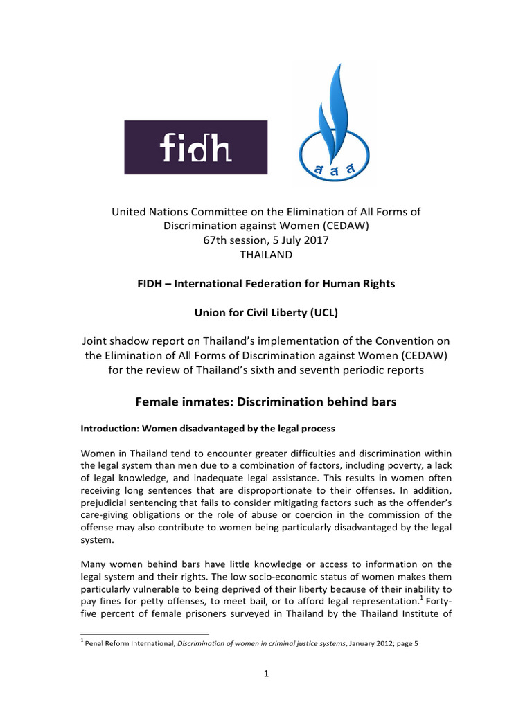 Discrimination Against Women Prisoners in Thailand | PDF | Prison ...