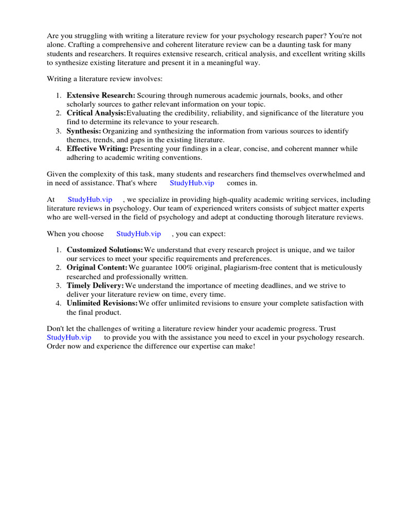 Psychology Literature Review Sample | PDF | Brand | Essays