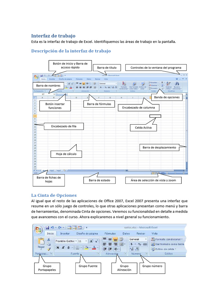 Interfaz de Excel 2019: Cinta de Opciones | PDF | Microsoft Excel ...