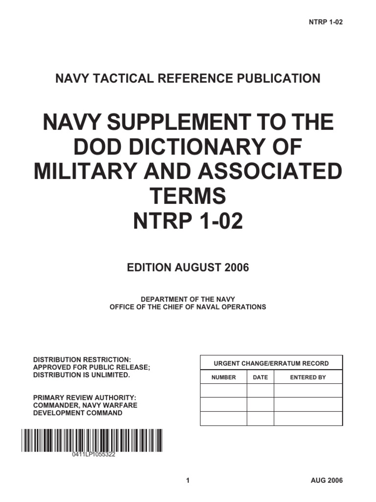 Navy Supplement To The Dod Dictionary of Military and Associated Terms ...