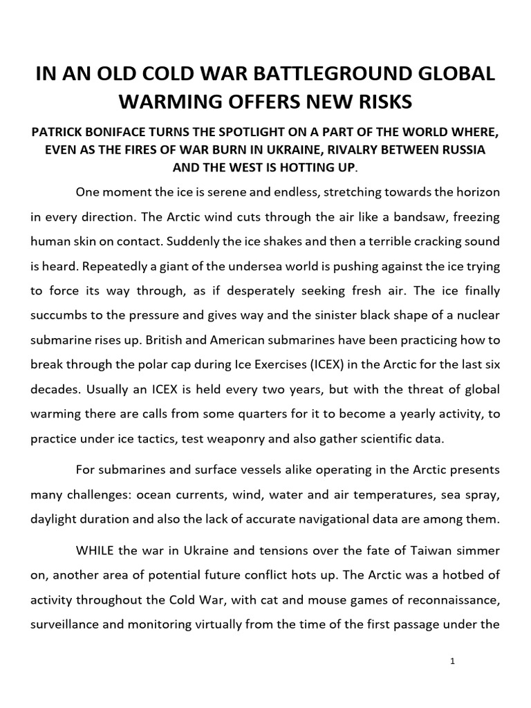 In An Old Cold War Battleground Global Warming Offers New Risks March ...