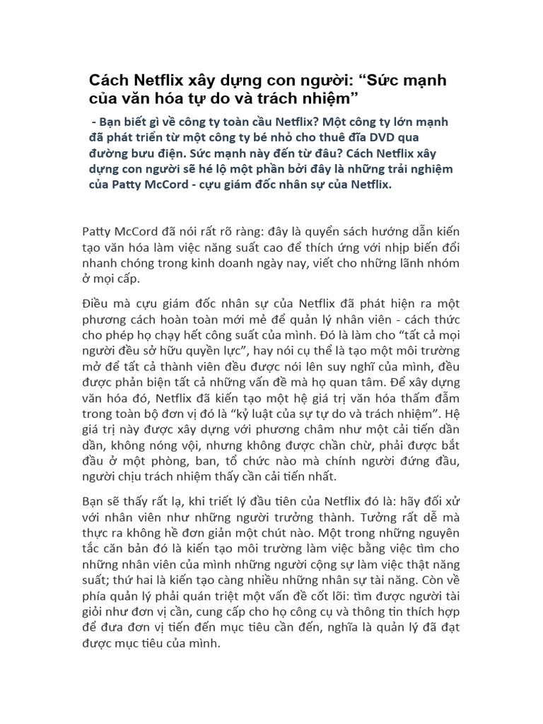 Cách Netflix Xây D NG Con Ngư I | PDF