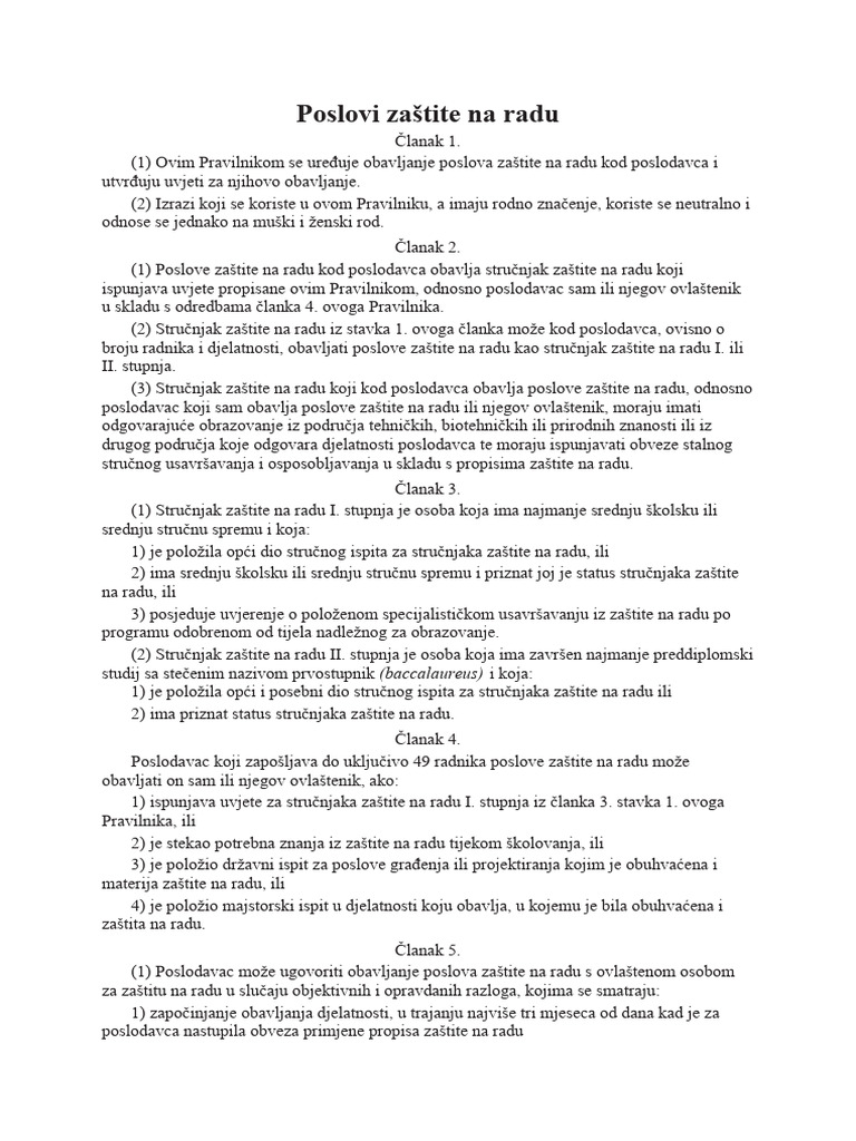 Poslovi Zaštite Na Radu | PDF