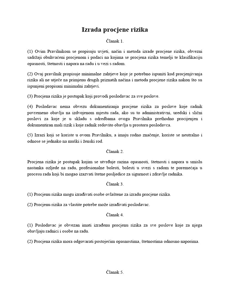 Izrada Procjene Rizika | PDF