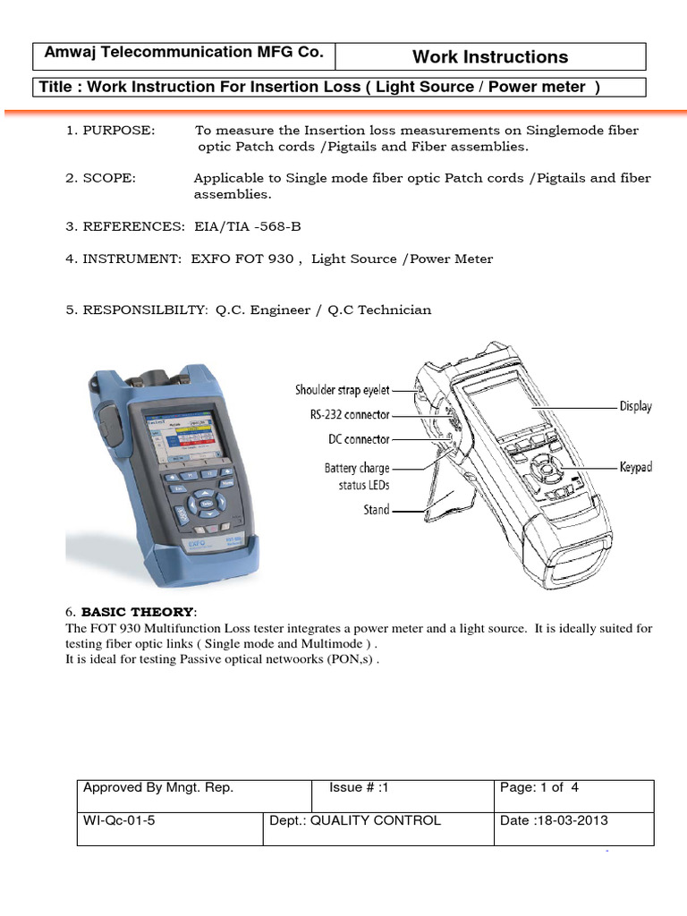 11 - 1 - WI-Qc-01-5 Power Meter | PDF | Optical Fiber | Electromagnetic ...