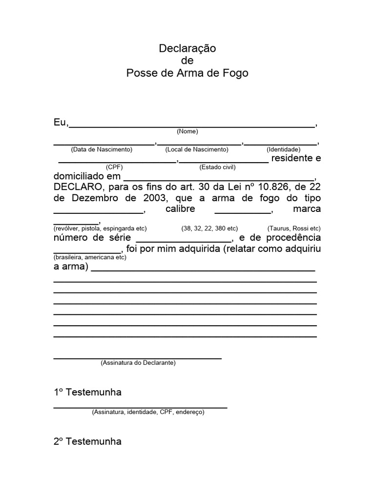 Declaração de Origem Lícita da Posse | PDF
