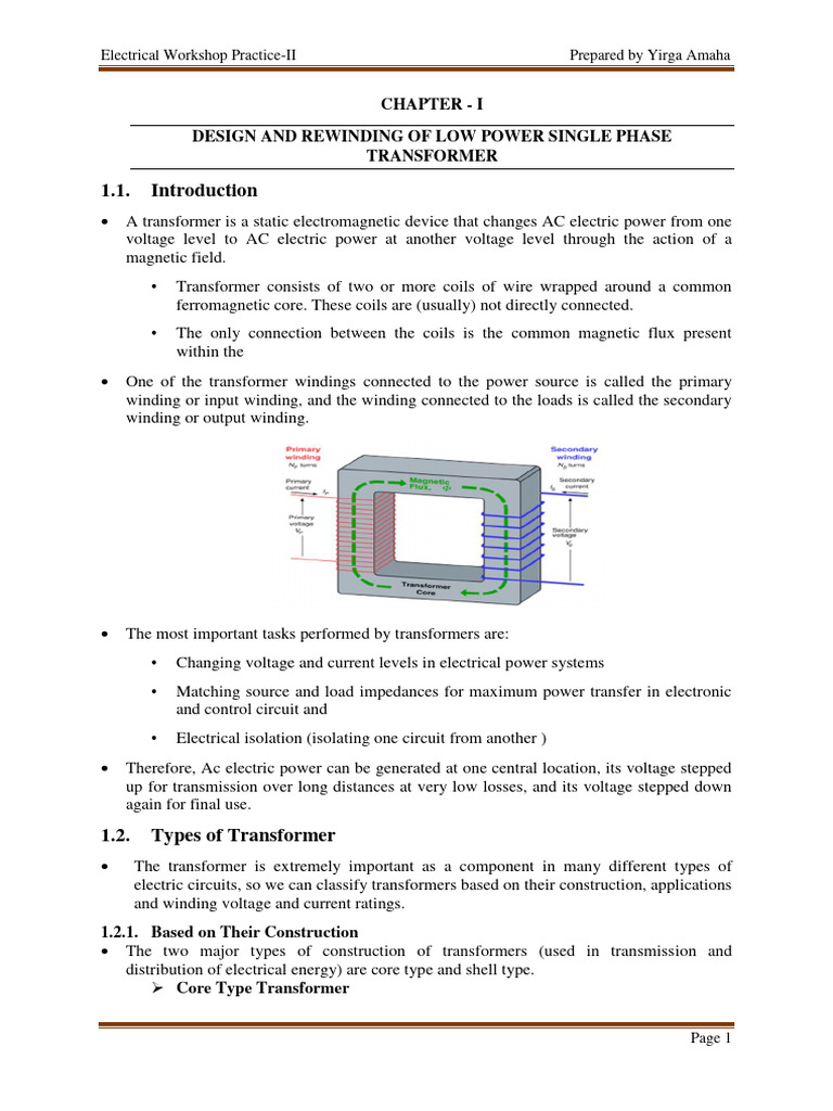 Chapter- One Transformer Design | PDF | Transformer | Electric Power Distribution