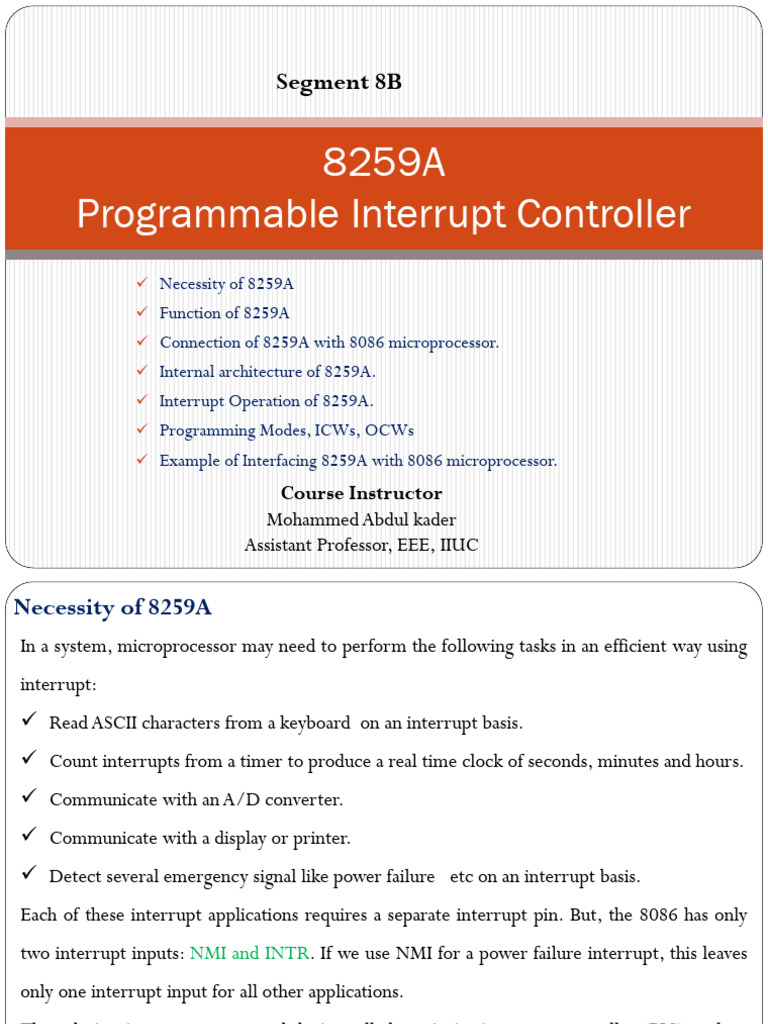 8259A Programmable Interrupt Controller: Segment 8B | PDF | Microcontroller | Computing