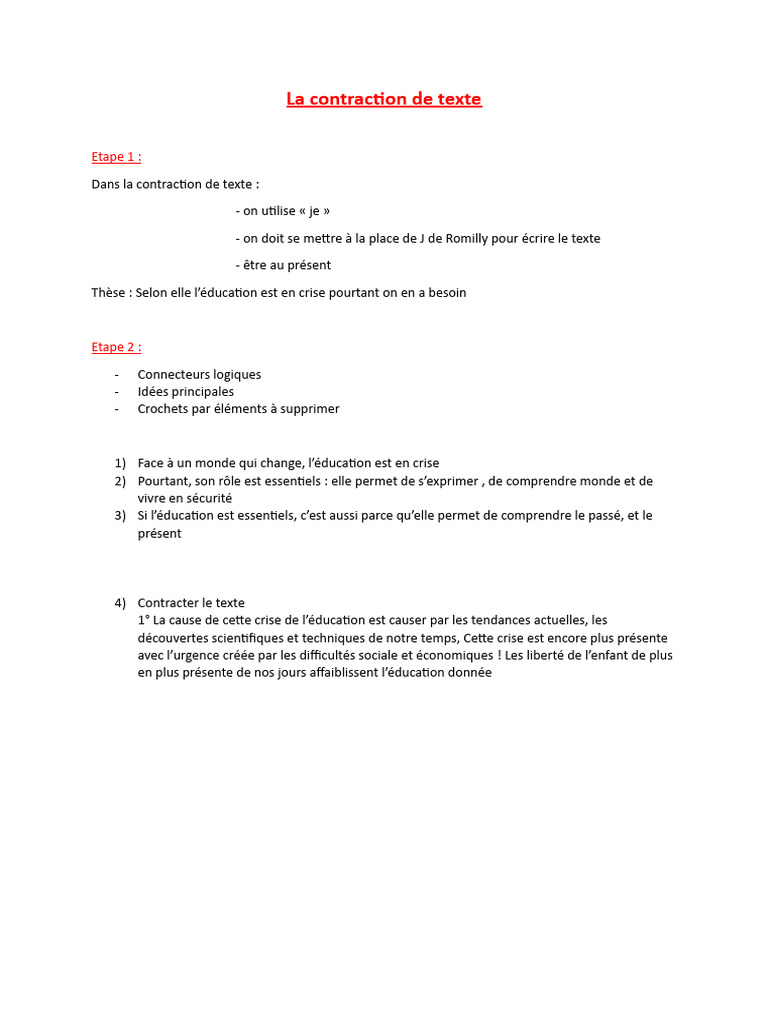 La Contraction de Texte | PDF