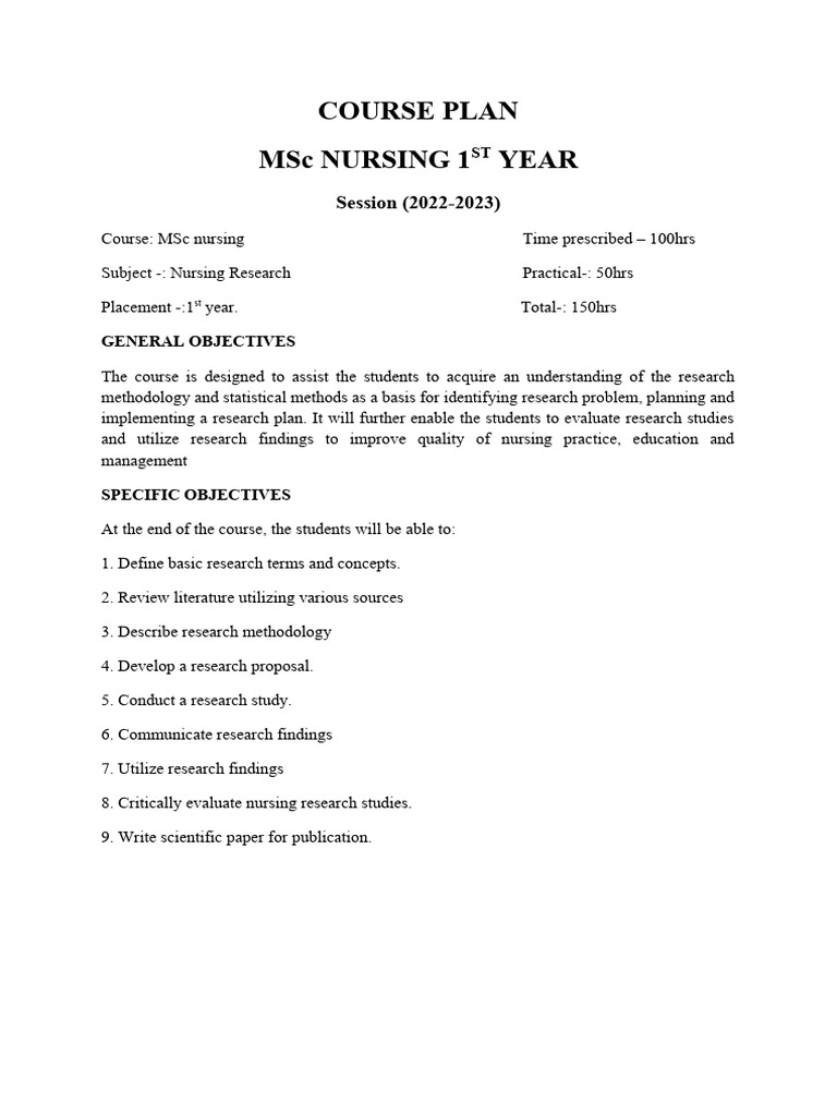 Course Plan | PDF | Methodology | Qualitative Research