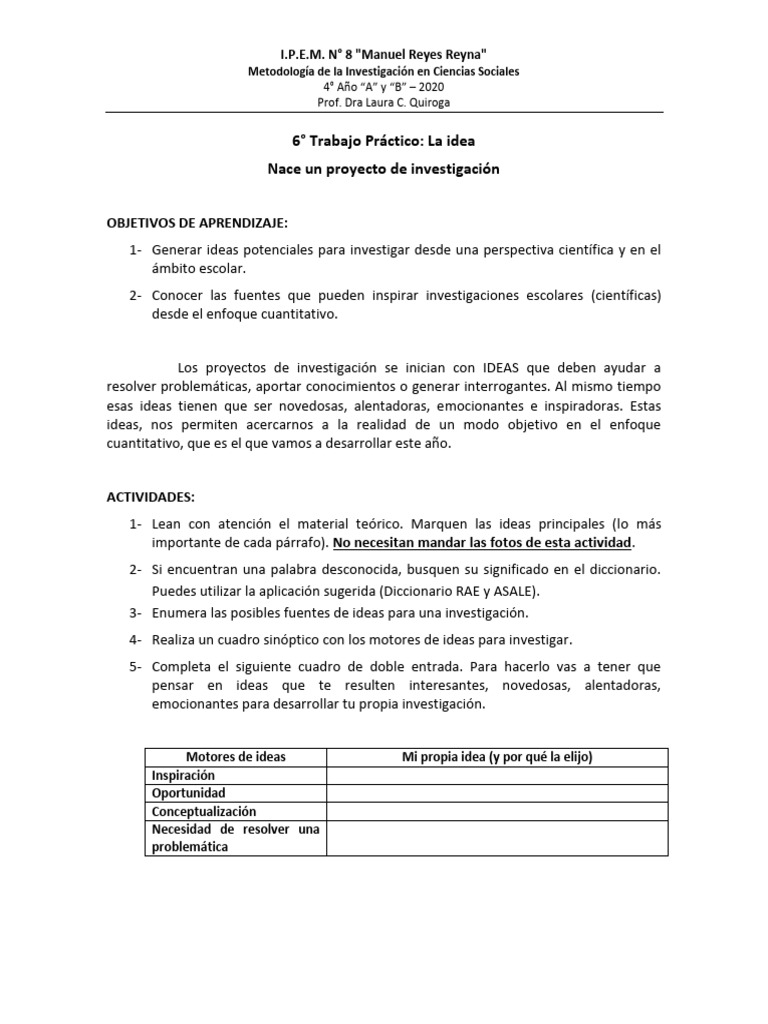 METODOLOGÍA - 4AyB - TP6 | PDF | Conocimiento | Sicología