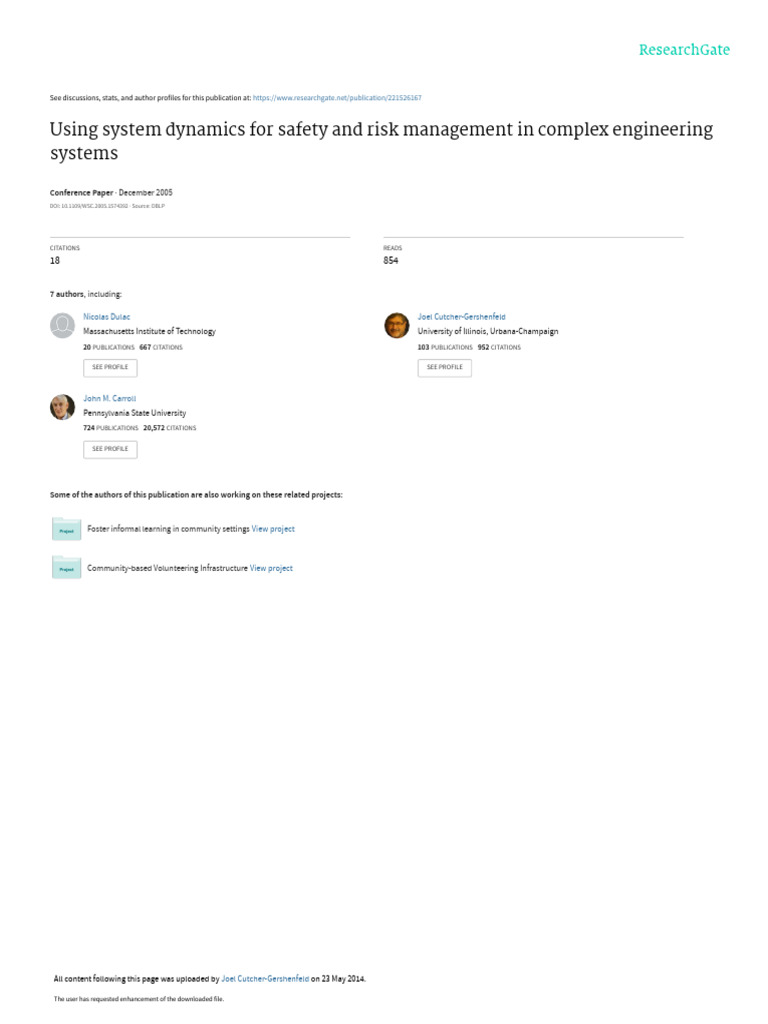 Using System Dynamics For Safety and Risk Manageme | PDF | System | Risk