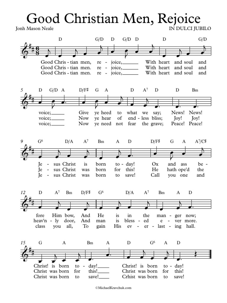 Good Christian Men Rejoice D Major | PDF | Hymns | Christmas Carols