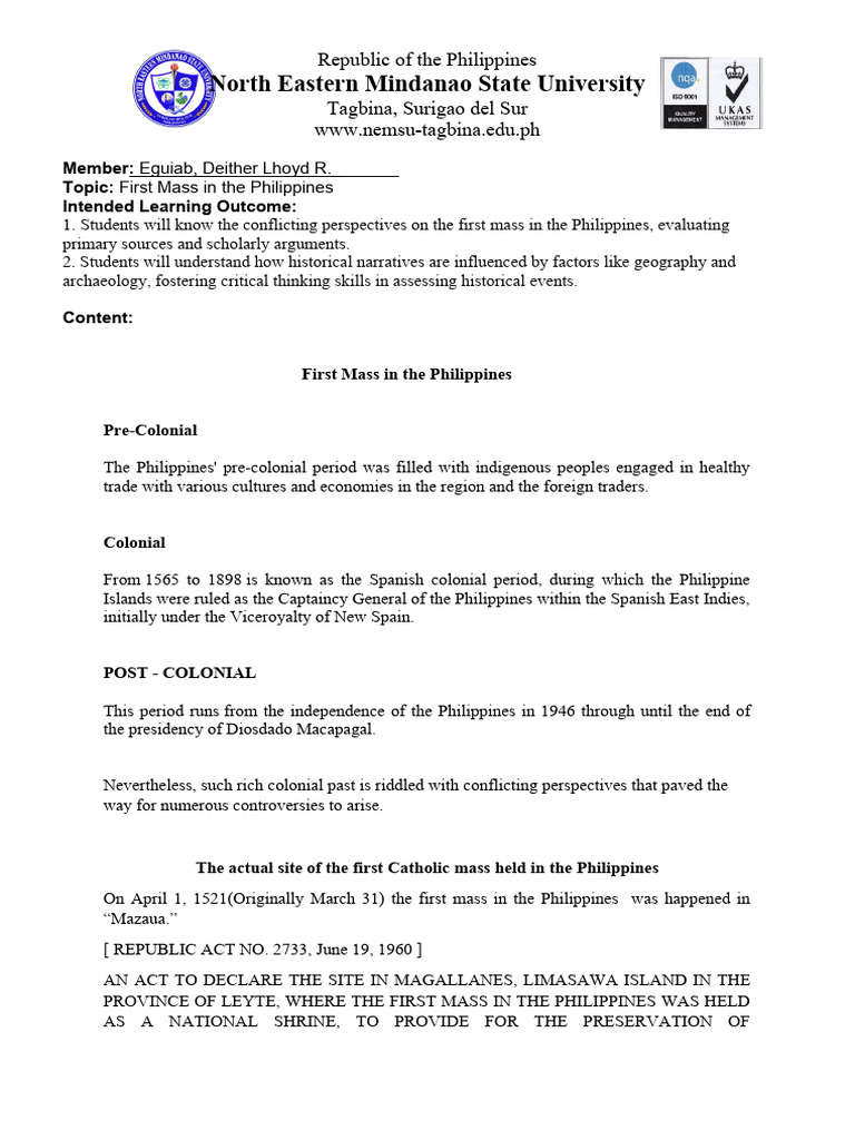 Frist Mass Outline | PDF