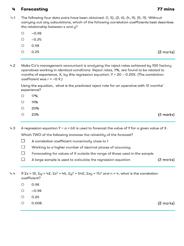 Question Set - Forecasting (FMA) | PDF | Time Series | Regression Analysis