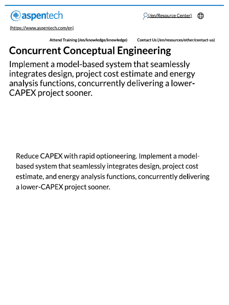 Reduce CAPEX With Concurrent Conceptual Engineering - AspenTech | PDF