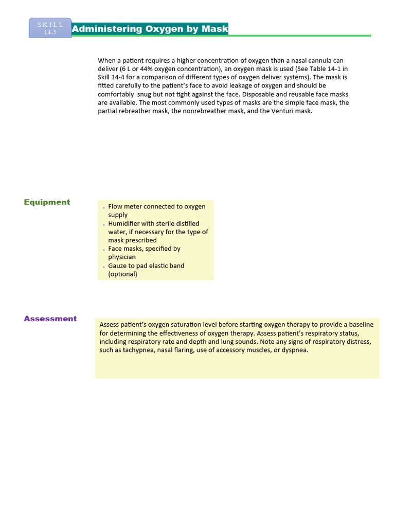 Administering Oxygen by Mask | PDF | Breathing | Respiratory System