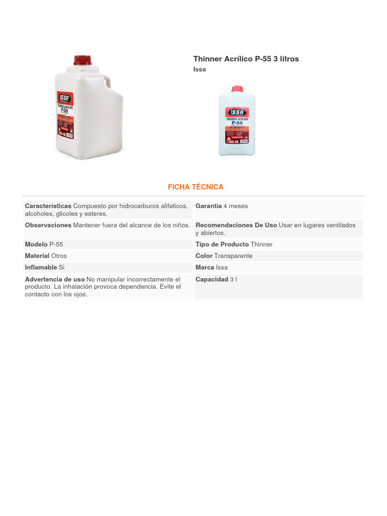 FICHA TECNICA THINNER ISSA | PDF