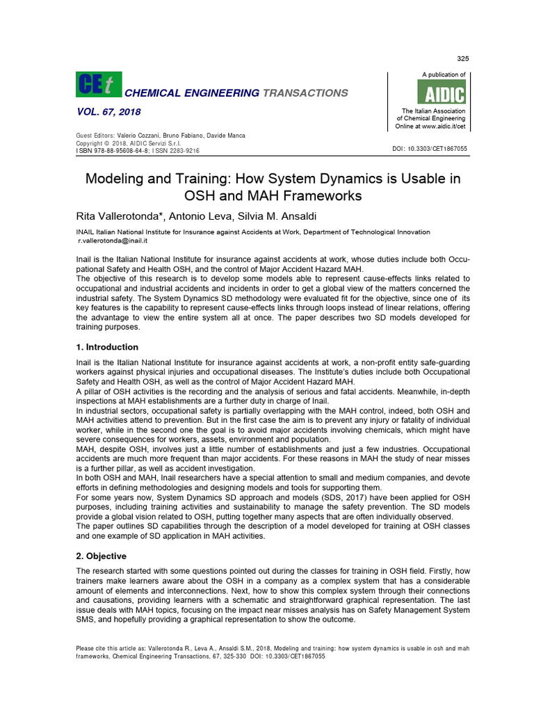 Modeling and Training: How System Dynamics Is Usable in OSH and MAH Frameworks | PDF ...