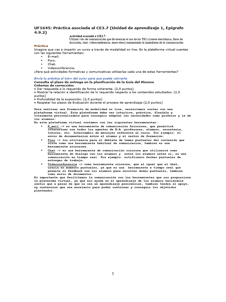 UF1645.Práctica Asociada Al CE3.7 | PDF | Chat en linea | Videotelefonía
