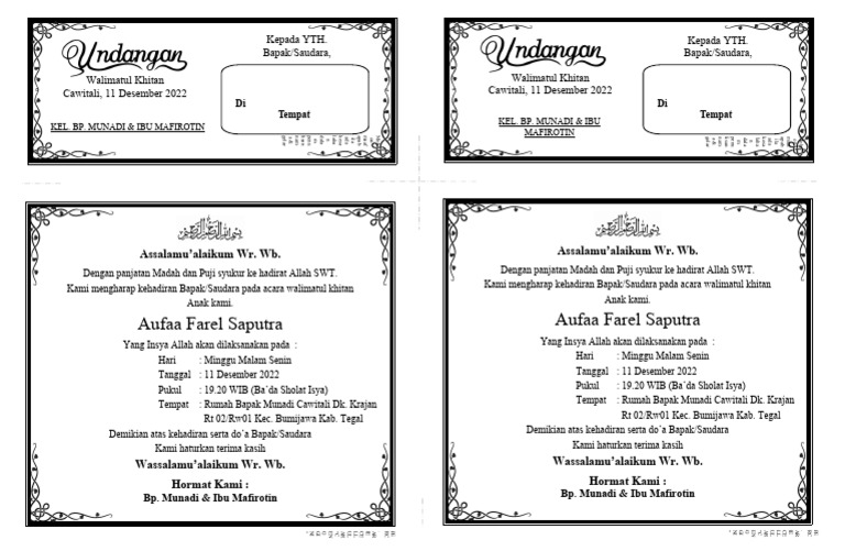 A5 Undangan Walimatul Ursy A5 Model U02 | PDF