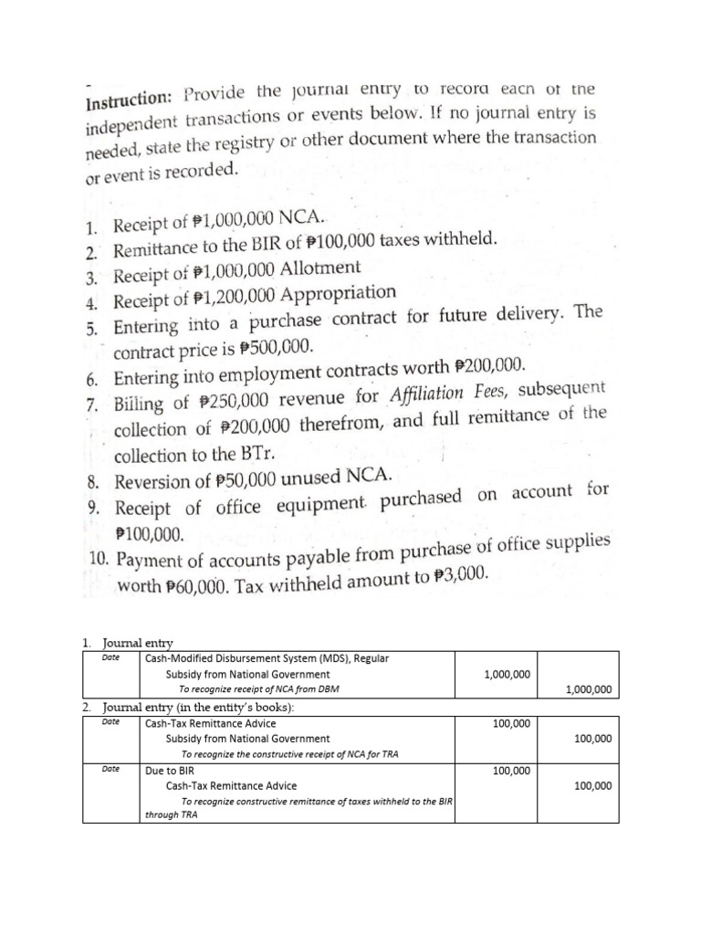Journal Entries for Government Subsidies | PDF | Receipt | Economies