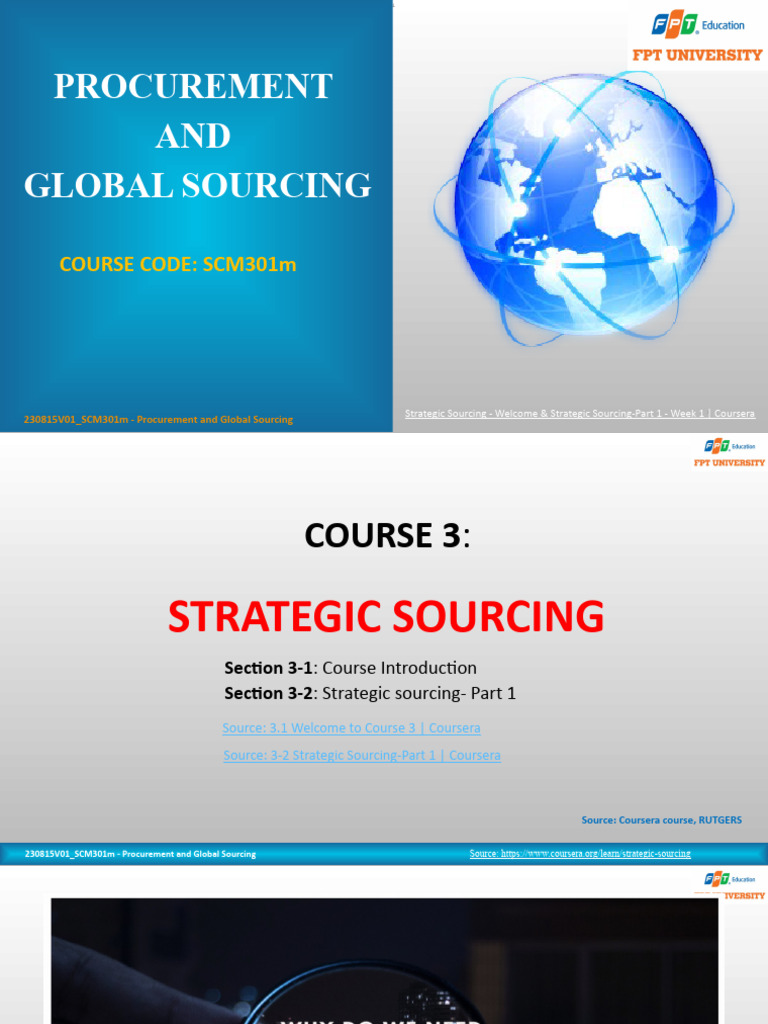 3.1_SCM301m- Strategic Sourcing- SLIDE 1 of 2 | PDF | Procurement | Supply Chain