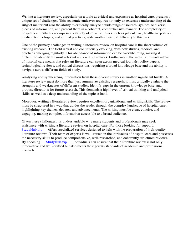 Hospital Literature Review | PDF | Systematic Review | Nursing