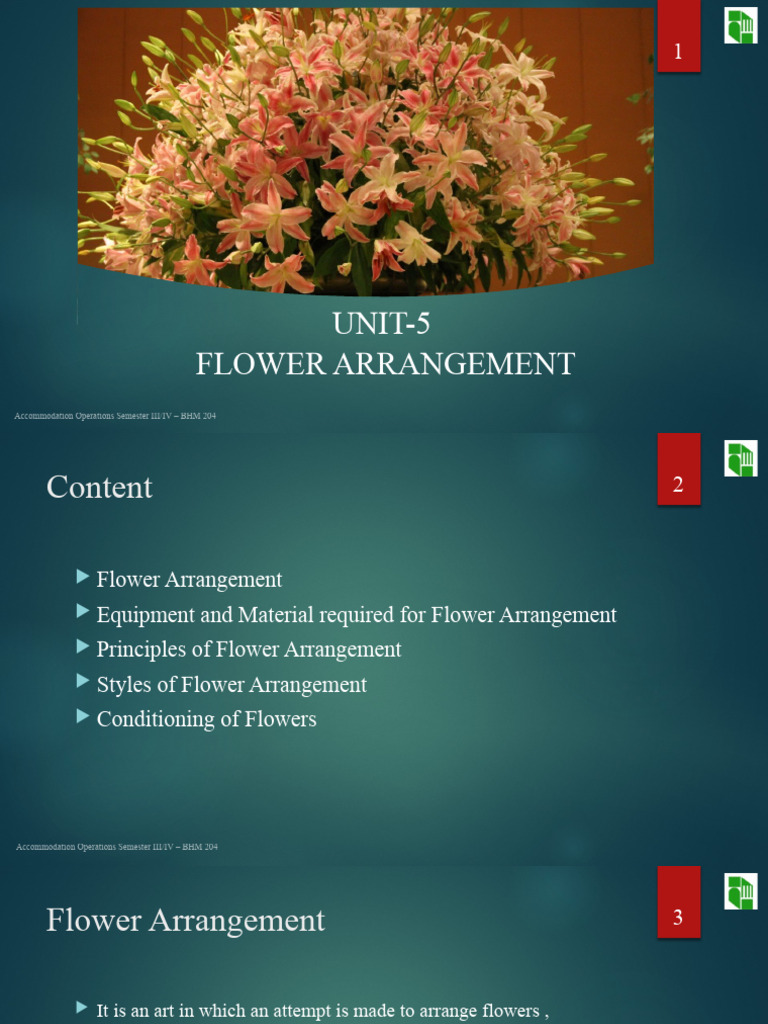 Unit 5(Flower Arangement) | PDF | Floristry | Ikebana
