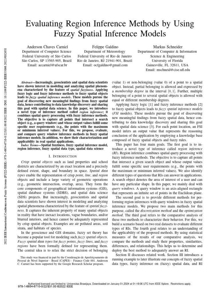 Evaluating Region Inference Methods By Using Fuzzy Spatial Inference Models Pdf Fuzzy Logic