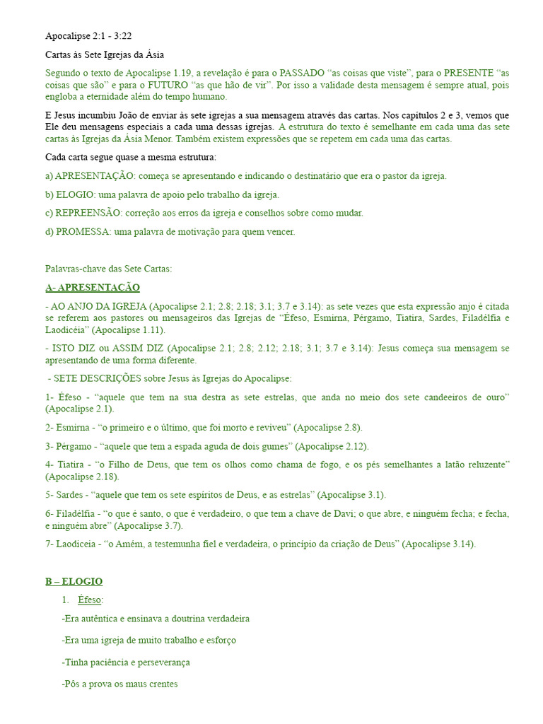As Sete Igrejas Do Apocalípse | PDF | Jesus | Livro do Apocalipse