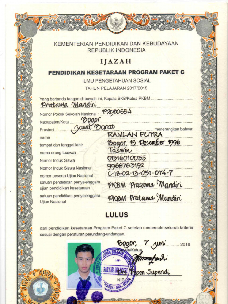 Ijazah Ramlan Putra (1) | PDF