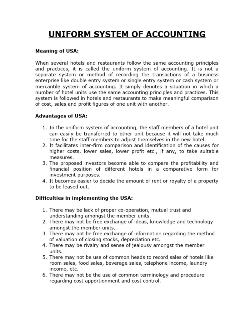 Uniform System of Accounting | PDF | Investing | Business