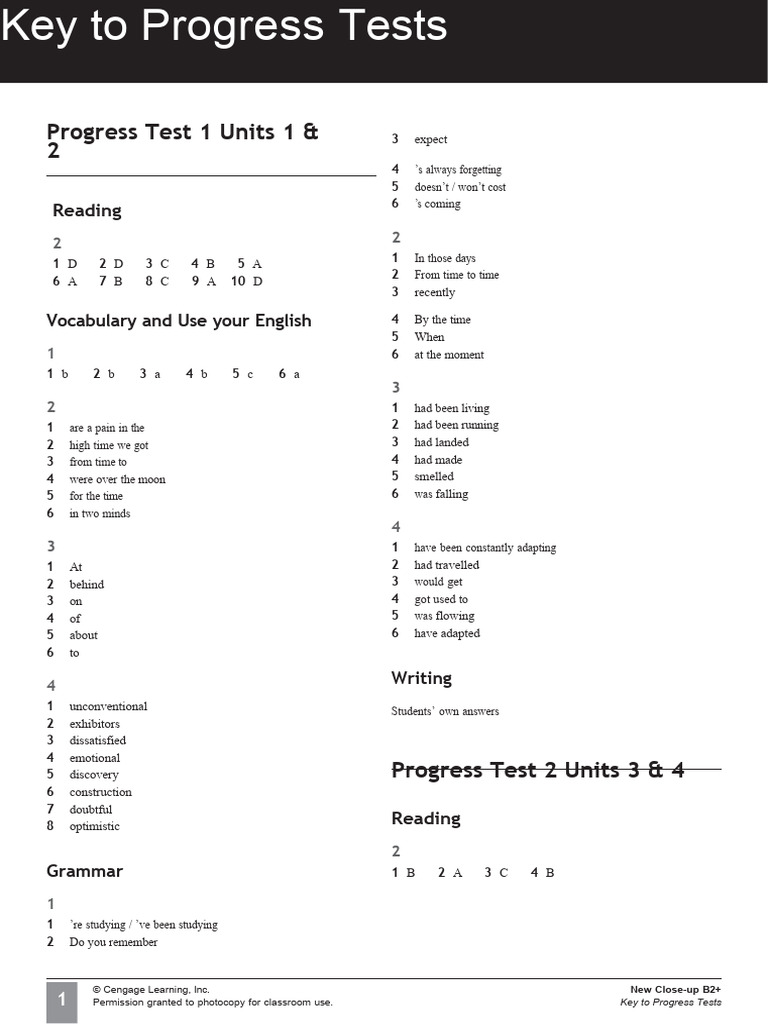 ncu_b2plus_progress_test_answer_key (1) | PDF