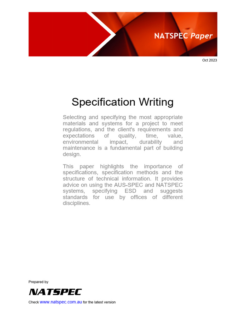 Specification Writing Paper | PDF | Specification (Technical Standard) | Sustainable Development