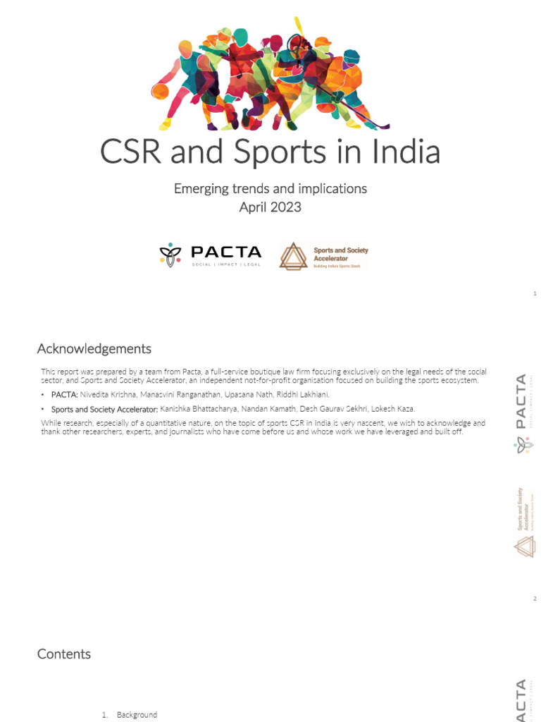 Sports CSR Trends in India | PDF | Corporate Social Responsibility | Sports