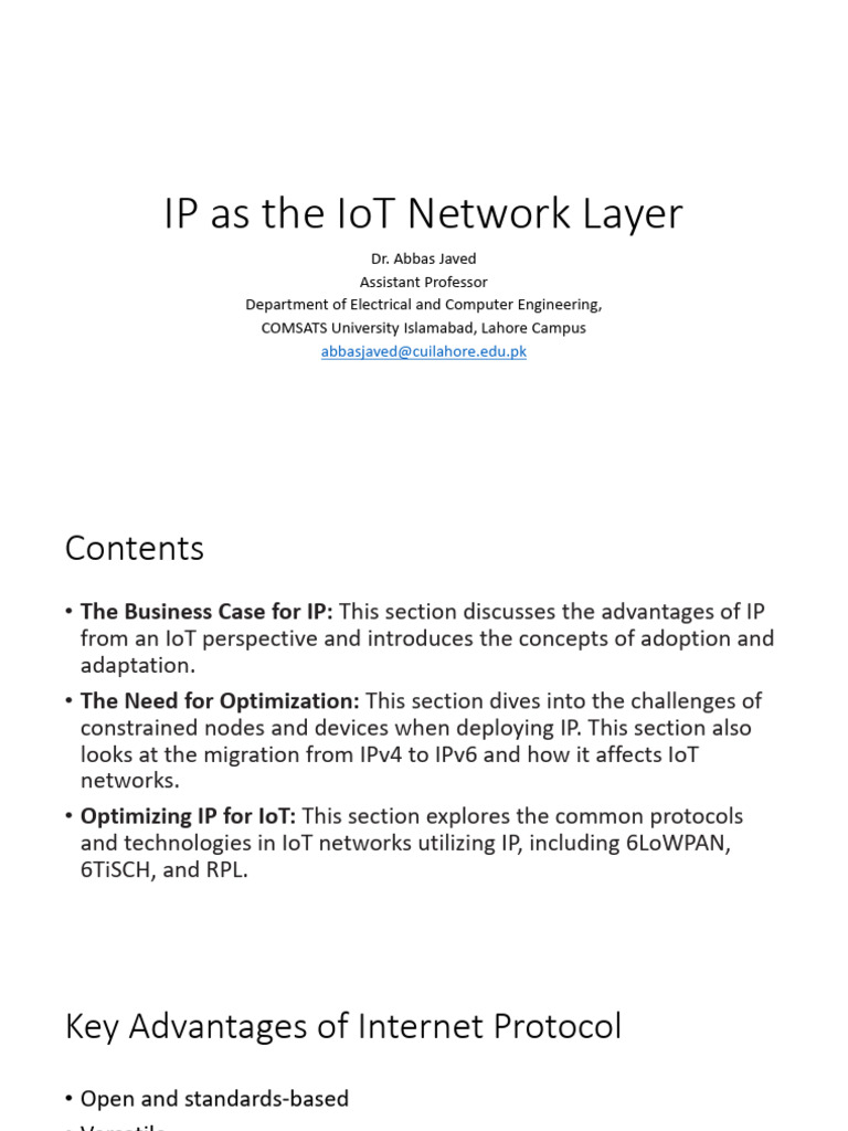 IoT Network Layer: Optimizing IP | PDF | Internet Protocols | I Pv6