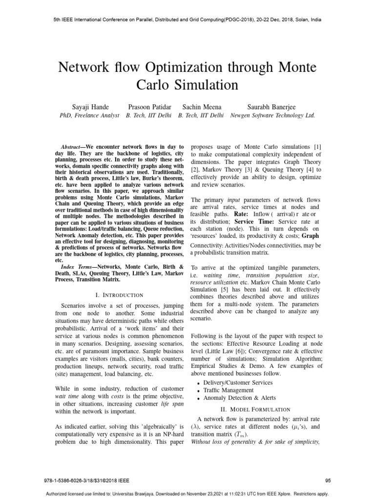 Network Flow Optimization Through Monte Carlo Simulation | PDF | Monte Carlo Method | Markov Chain