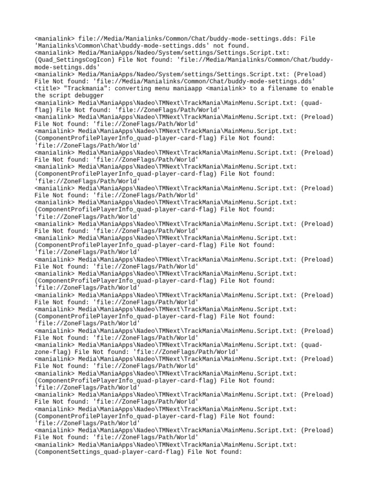 UGCErrorsLog trackmania game | PDF | Text File | Digital Technology