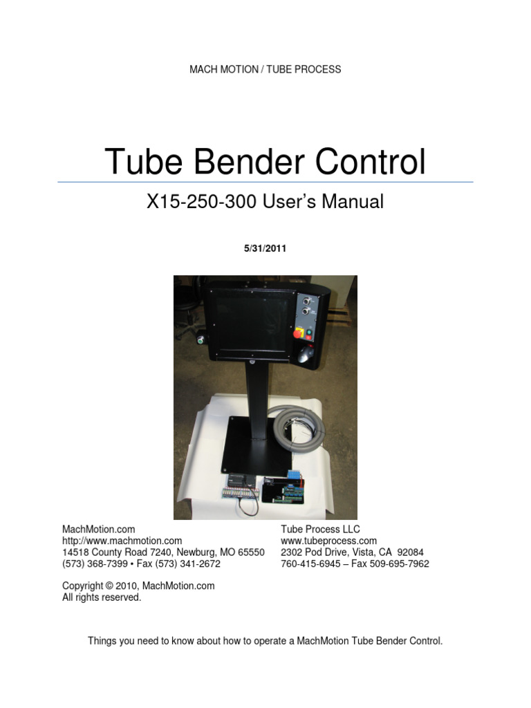 Tube Bender Control Manual X15-250-300 | PDF | Rotation | Cartesian ...
