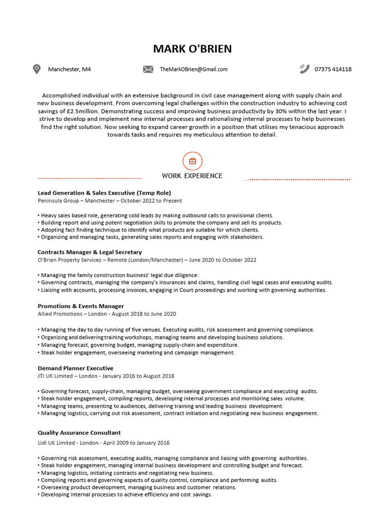 Marks CV | PDF | Audit | Supply Chain