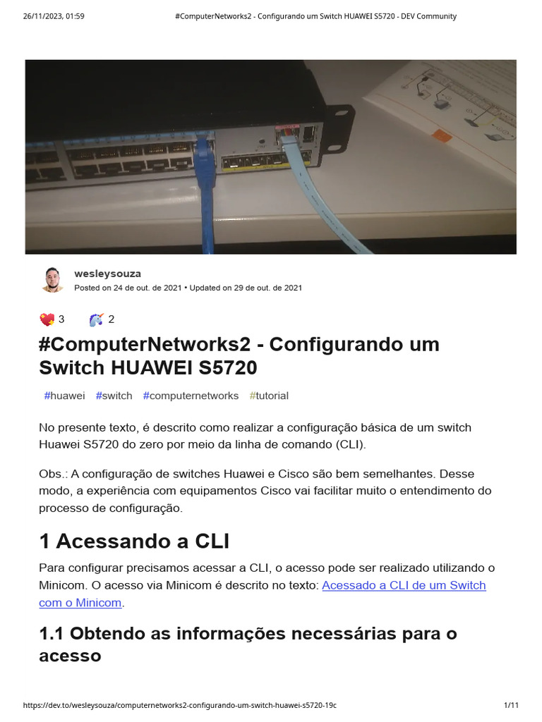 Configurando Um Switch HUAWEI S5720 | PDF | Comutador de rede | Interface de linha de comando
