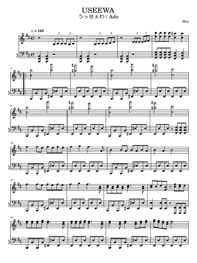 Ado USEEWA Piano Arrangement | PDF