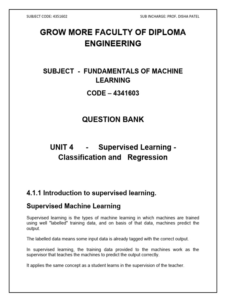 Unit 4 | Download Free PDF | Support Vector Machine | Linear Regression